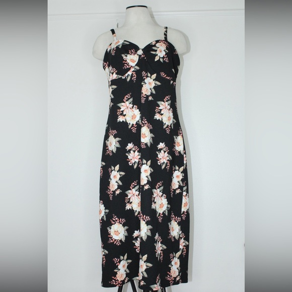 No Boundaries | Dresses | No Boundaries Sheath Black Floral Spaghetti ...